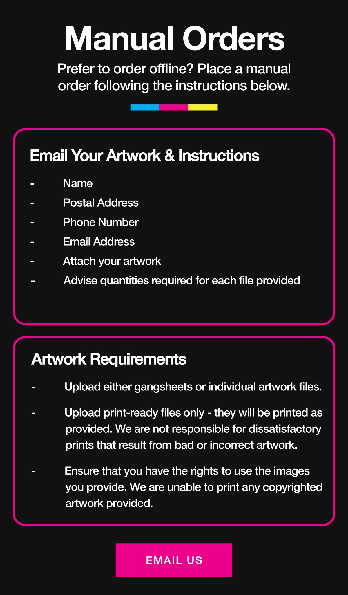 Custom Dtf Transfer Manual Orders Print Factory Dtf Printing Au